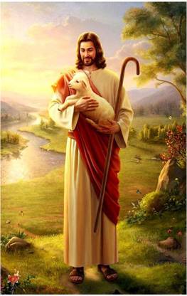 surmul 30.48 cm Jesus with Goat Wall Sticker Christian Religion Jesus ...