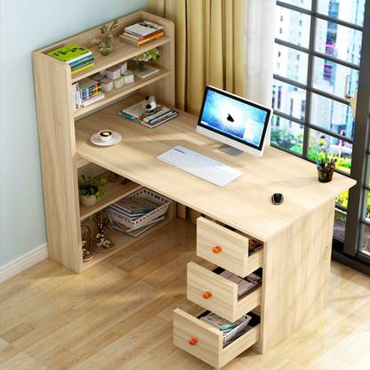 KAWACHI 4 Shelf 3 Drawers Computer Laptop Desk Study Table Engineered ...