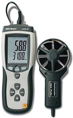 Metravi AVM-09 Digital Thermo-Anemometer with CFM/CMM, inbuilt Pressure ...