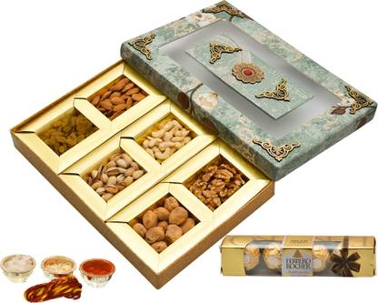 NUTRI MIRACLE 300 gm Bhai Dooj Dry Fruits Gift Box with Roli, Moli ...