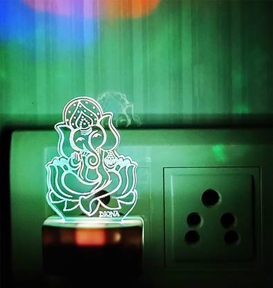 DIONA Ganpati LED 3D Illusion Night Lamp Home Decor Multi Color ...