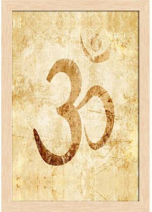 Om Symbol D4 Paper Poster Natural Brown Frame | Top Acrylic Glass ...