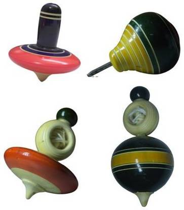 WudCraft Wooden Playing tops (Lattoo) Combo pack of 4 types ...