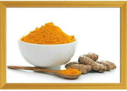 Bowl Of Turmeric Powder Paper Poster Golden Frame Paper Print ...