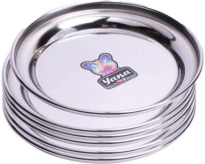 Yana 22 Gauge Heavy Stainless Steel 8" Inch Nashta Plate (P6) Dinner ...