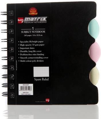 bilt Matrix Single Subject A6 Note Book Square Ruled 240 Pages Price in ...