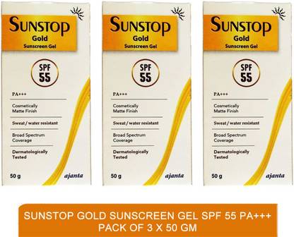 SUNSTOP GOLD SUNSCREEN GEL SPF 55 PA+++ - dermatologist recommended ...