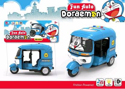 Varni Cartoon Theme Friction Powered Wheels Doraemon Auto Rickshaw Toy ...