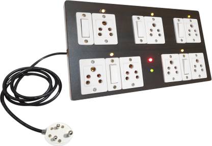 Wooden Extension Seven 6A Indian Sockets with 5 Switch, Power ...