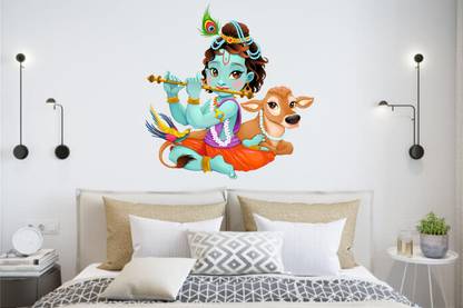 BALKRISHNA WALL STICKER 62 cm lord krishna wall stickers Self Adhesive ...