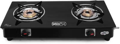 Safeline Plus Tesla Black Matt Finish Glass Manual Gas Stove Price in ...
