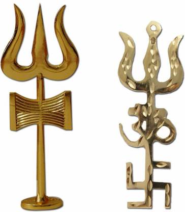 AIR99 Set of Brass Tri Shakti Yantra Swastik Om Trishul Symbol and ...