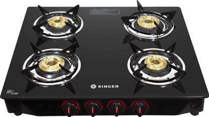 Singer SGS04GTNM Glass Manual Gas Stove (4 Burners) at Best Price