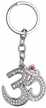 RainSound Metal Diamond Studded Hindu Religious Symbol OM Key Chain ...