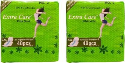 Extra Care Womens/Girls XXL Sanitary Pads (Napkins) with Wings- Pack of ...