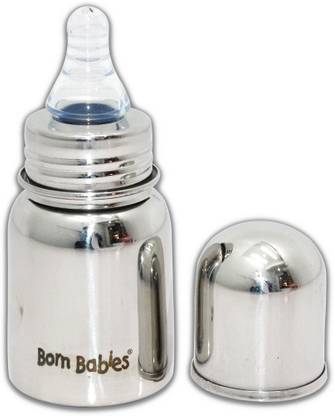 Born Babies Stainless Steel Feeding Bottle for Baby Pure Steel Sliver ...