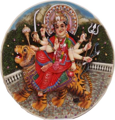 Sri Krishna Culture Durga Mata Standing On Lion-Wall Hanging Decorative ...