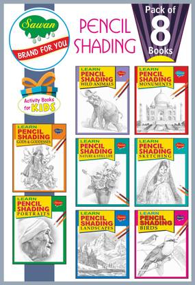 Pencil Shading Pack | Set Of 8 Anti Stress Shading Books: Buy Pencil ...
