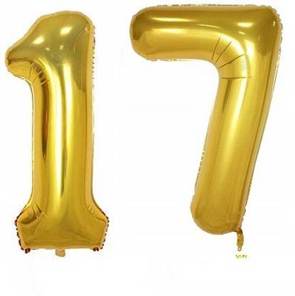 Flipkart.com | MoohH Solid Gold Number Foil Balloon (Number 17,Gold, 17 ...