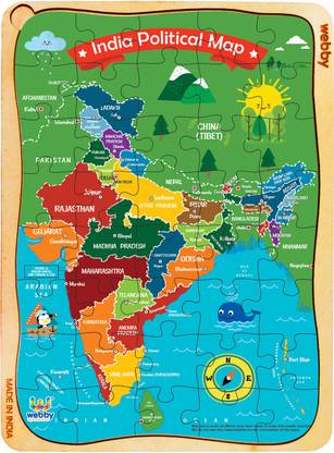 Webby India Map Wooden Jigsaw Puzzle - India Map Wooden Jigsaw Puzzle ...
