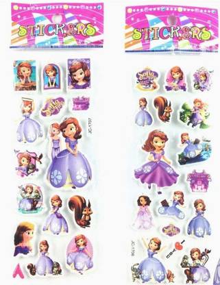 Super Easy 0.9 cm Sofia Cartoon Character Puffy 3D Cute Funny Stickers ...