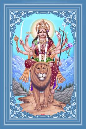 god & god's 41 cm Sherawali Mata Rani Sparkle Lamination Sticker Self ...
