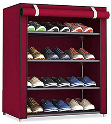 GO HOOKED 4 Layer Multipurpose Portable Folding Shoes Rack/Shoes Shelf ...