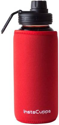 INSTACUPPA Borosilicate Glass Water Bottle 1000 ML with Innovative Time ...