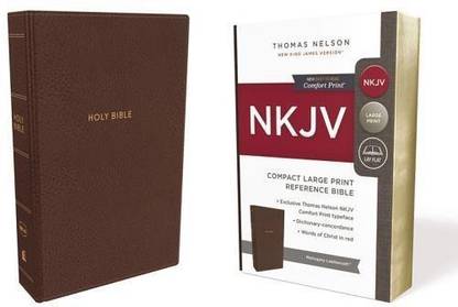 NKJV, Reference Bible, Compact Large Print, Leathersoft, Brown, Red Letter, Comfort Print: Buy ...