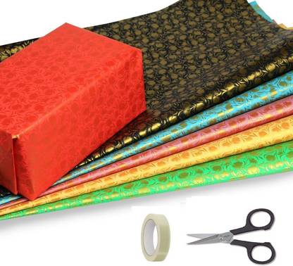 Elegant Casa Golden Floral Print Gift Wrapping Paper(Multicolor Colour ...