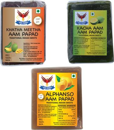 rio foods AAM PAPAD (PACK OF 3) ALL FLAVOURS Khata meetha aap papad ...