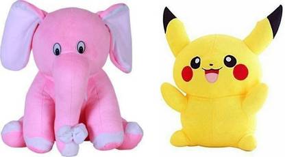 Mishka Toys Cute Sitting Pink Color Elephant & Pokemon Pikachu Soft toy ...