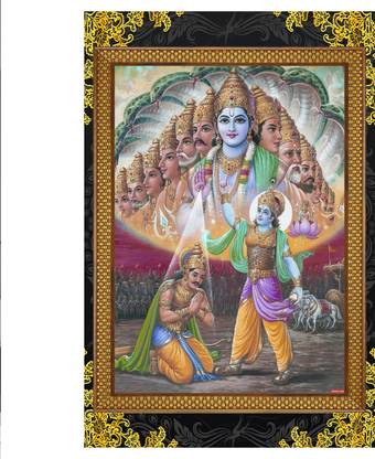 god & god's Lord Krishna Virat Roop Sparkle Lamination Sticker Medium ...