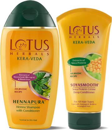 LOTUS HERBALS Kera-Veda Range ( Hennapura Shompoo_200 ml + Soyasmooth ...