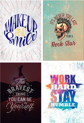 Work Like Rockstar Quotes 4 Motivational Poster Set Collection For Wall ...