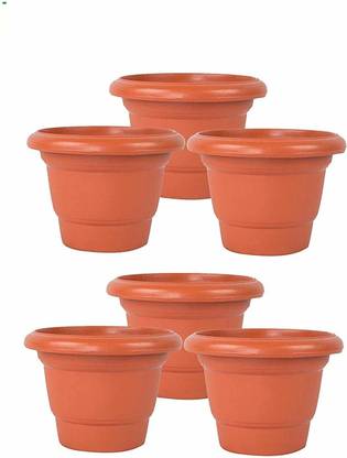 COLLEEN _ Terracotta Colour Heavy Duty Plastic Flower Pot 12 Inches Pack of 6 Plant Container ...