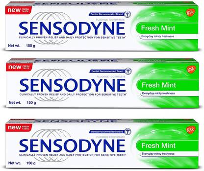 SENSODYNE Sensitive Toothpaste - Fresh Mint 3 x 150 g Packs Toothpaste ...
