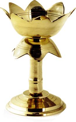 SHRI ANAND Brass Lotus Stand Akhand Diya Deepak Puja Diya Best for Puja ...