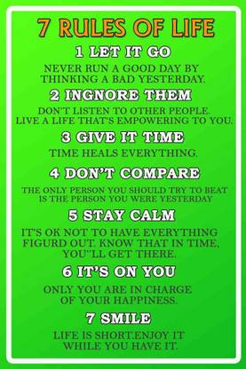7 Rules Of Life Waterproof Vinyl Sticker Poster || can2231-1 Fine Art ...