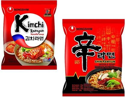 Nongshim Shin Ramyun & Kimchi Korean Style Instant Noodles (2X120g ...