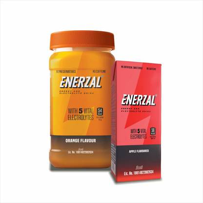 Enerzal Energy Drink Powder 500gm Orange Flavour Get 200ml Apple Flavor ...