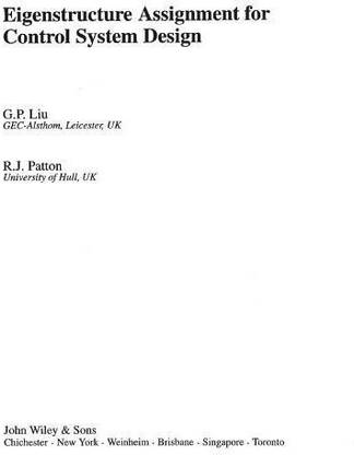 Eigenstructure Assignment for Control System Design: Buy Eigenstructure Assignment for Control ...