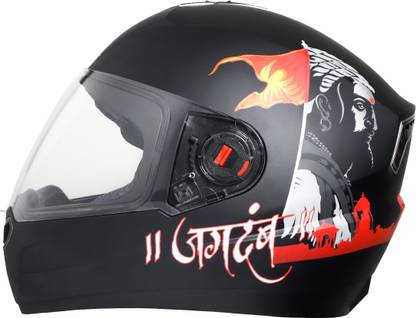 Steelbird SBA-1 Jagdamb Full Face Graphics Helmet, ISI Certified Helmet ...