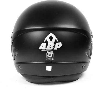 ABP S-2 LEATHER FINISH PLAIN BLACK GLOSSY ISI MARK MOTORBIKE HELMET ...