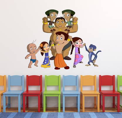 WALLDECORS CHOTTA BHEEM FAMILY STICKER Large Self Adhesive Sticker ...