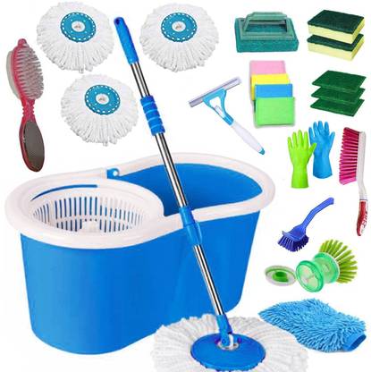 V-MOP Classic Magic Dry Bucket Mop - 360 Degree Self Spin Cleaning Mop ...