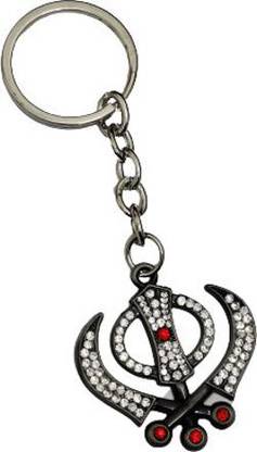Modaro Punjabi Khanda Studded Sikh Khalsa Keychain Metal Crystal ...