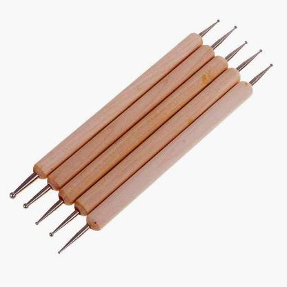 IKIS Double Ended Stainless Steel Ball Stylus Wooden Tool Set for Clay ...