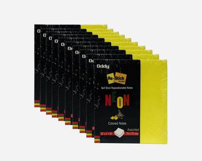 Flipkart.com | Oddy Neon Yellow Colour (Pack of 10, 800 Sticky Notes ...