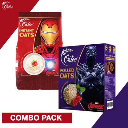 Oateo Instant Oats (1 kg) & Rolled Oats (500 gm) Whole Grain, High in ...